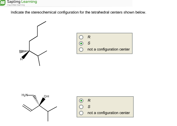Solved Indicate the stereo chemical configuration for the | Chegg.com