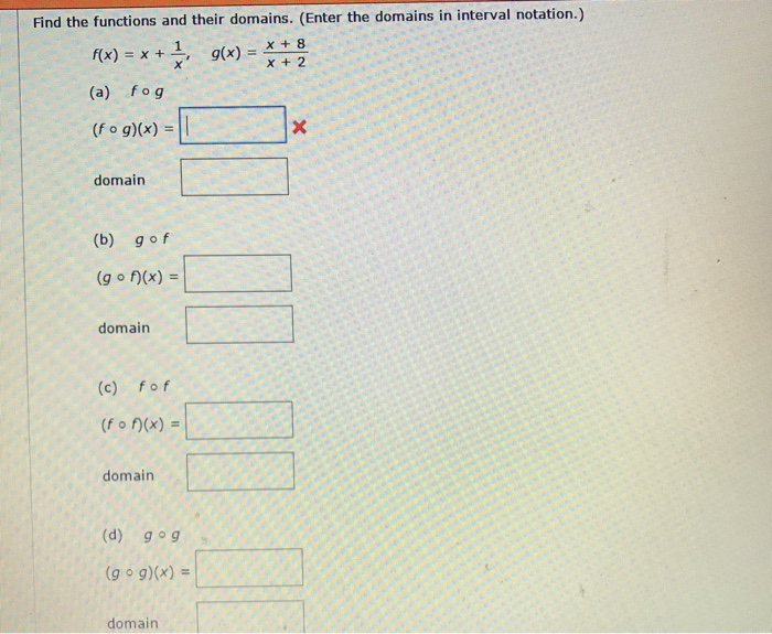 Solved Find the functions and their domains. (Enter the | Chegg.com