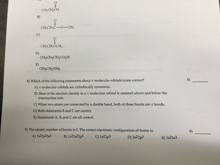 Solved CH,CH2CH B) CH,CH C-O-CHy C) CH,CH CCH CH3CH2CH2CO2H | Chegg.com