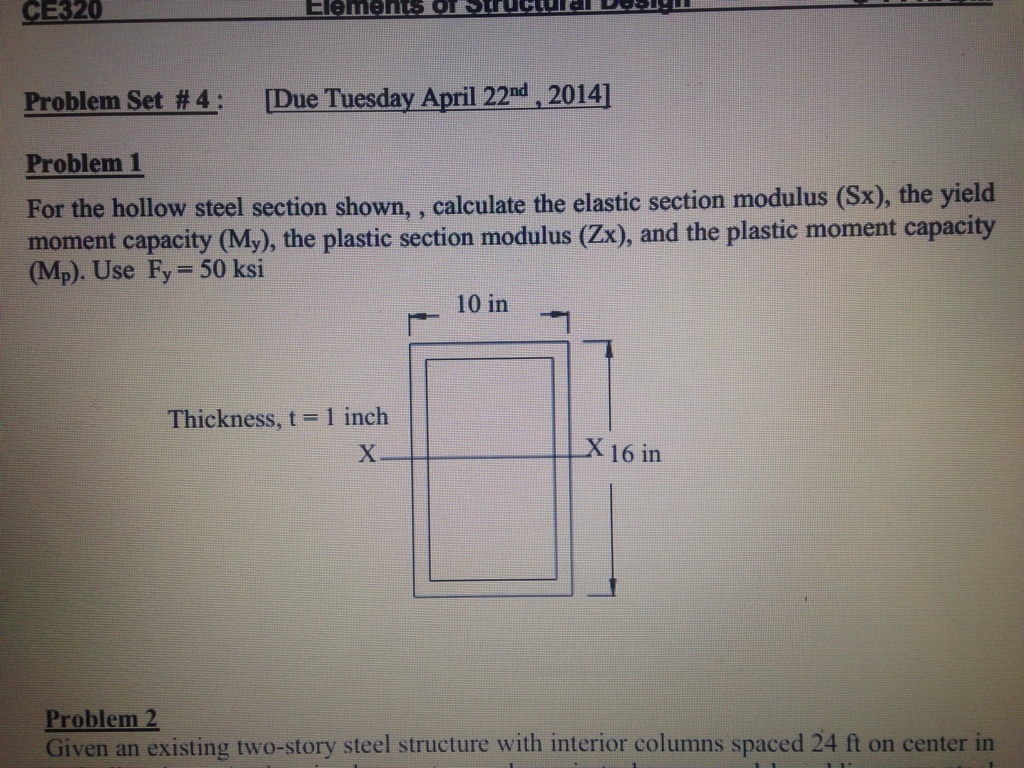 For the hollow steel section shown, , calculate the | Chegg.com