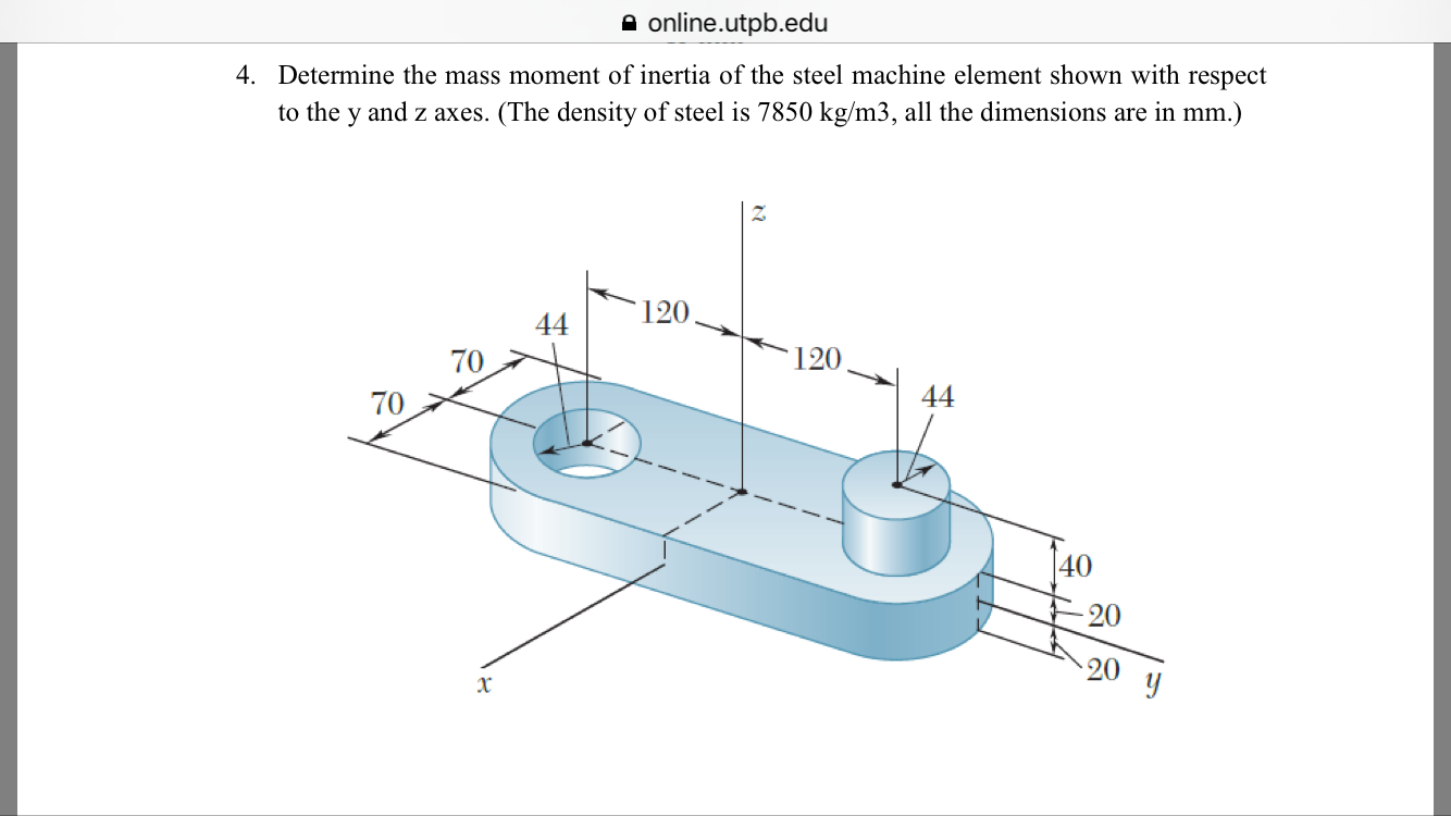 Solved Determine the mass moment of inertia of the steel | Chegg.com