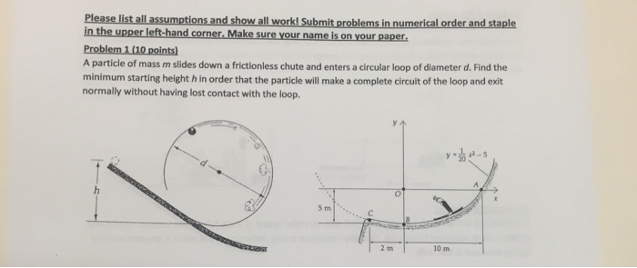 Solved A particle of mass m slides down a frictionless chute | Chegg.com
