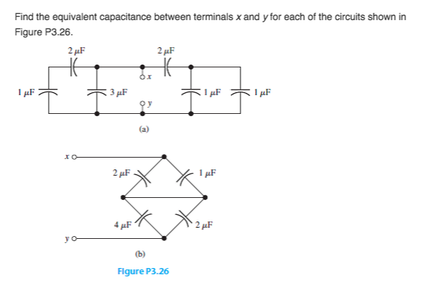 Solved Find the equivalent capacitance between terminals x | Chegg.com