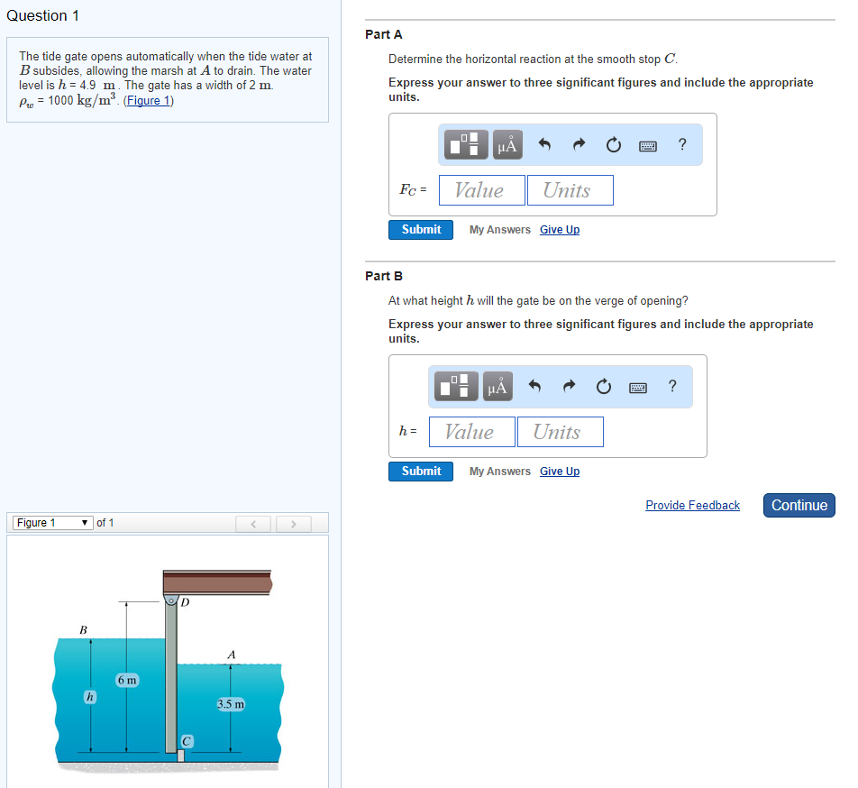 Solved Question 1 Part A The tide gate opens automatically | Chegg.com