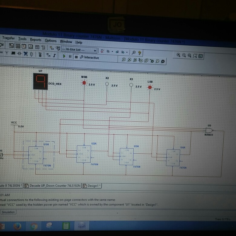 Solved Decade UP Down Counter 74LS192N - Multisim- Decade U | Chegg.com