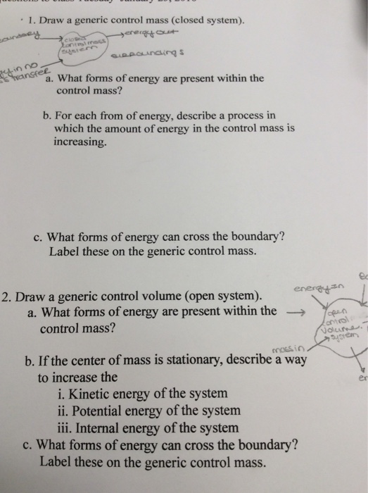 Solved 1. Draw a generic control mass (closed system). n no | Chegg.com