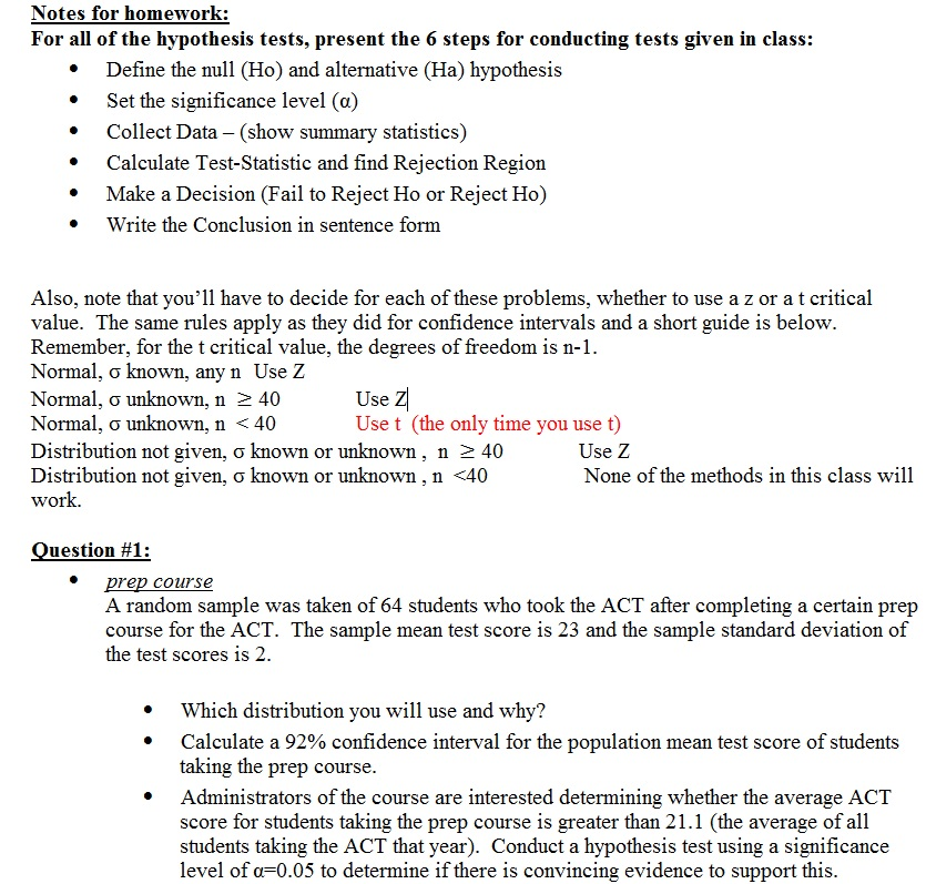 Solved For all of the hypothesis tests, present the 6 steps | Chegg.com