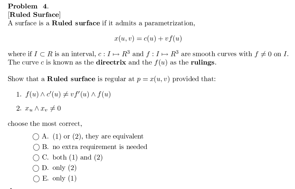Solved Problem 4. Ruled Surface] A surface is a Ruled | Chegg.com