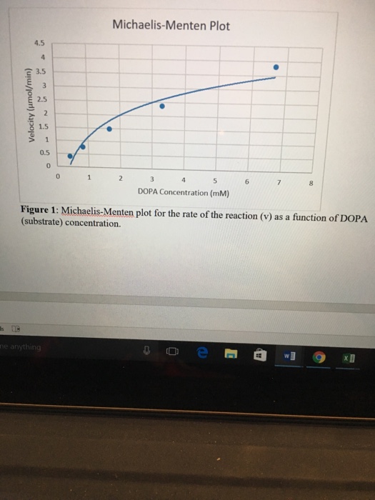 Solved Michaelis-Menten Plot 4.5 C 3.5 2.5 1.5 0.5 0 DOPA | Chegg.com