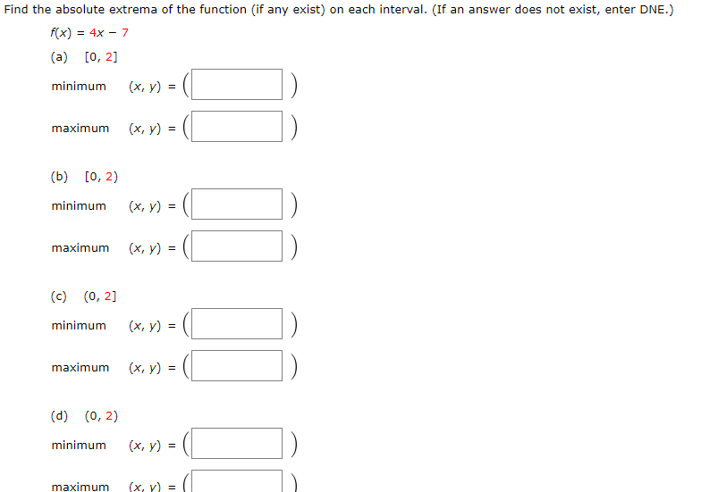 Solved Find the absolute extrema of the function (if any | Chegg.com