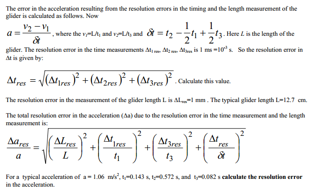 Solved The error in the acceleration resulting from the | Chegg.com