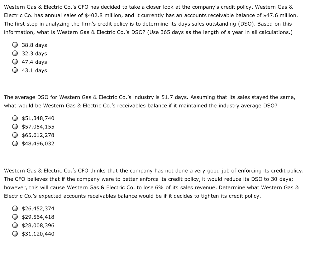 Solved Western Gas & Electric Co.'s CFO has decided to take | Chegg.com