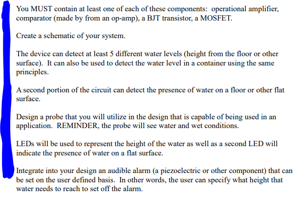 Solved Design a water detection/water leak/water height | Chegg.com