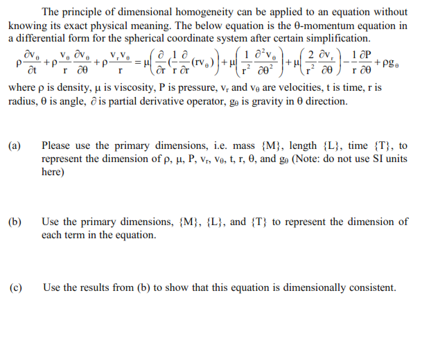 The principle of dimensional homogeneity can be | Chegg.com