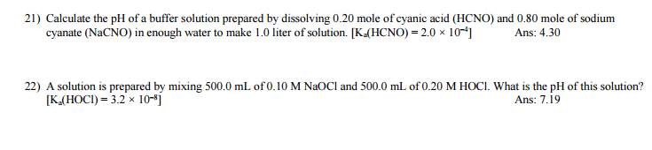 Solved Calculate the pH of a buffer solution prepared by | Chegg.com