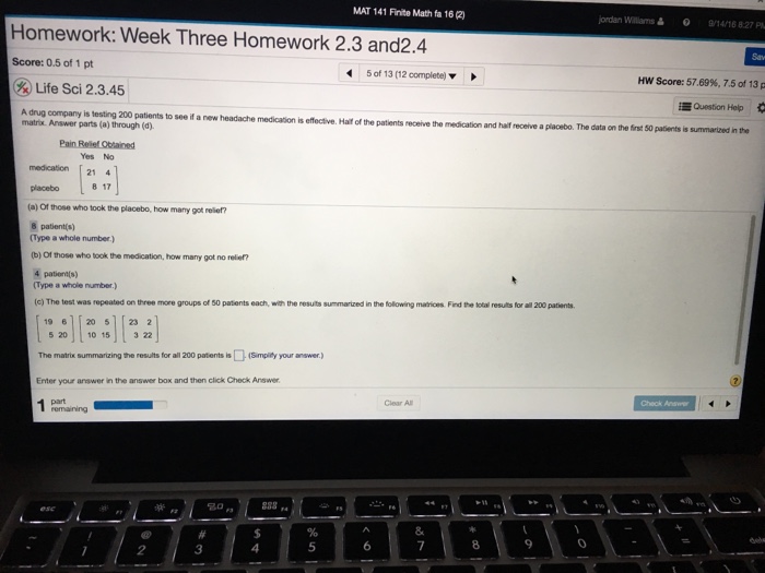 Solved MAT 141 Finite Math fa 16 jordan Williams 0 9/14/16 | Chegg.com