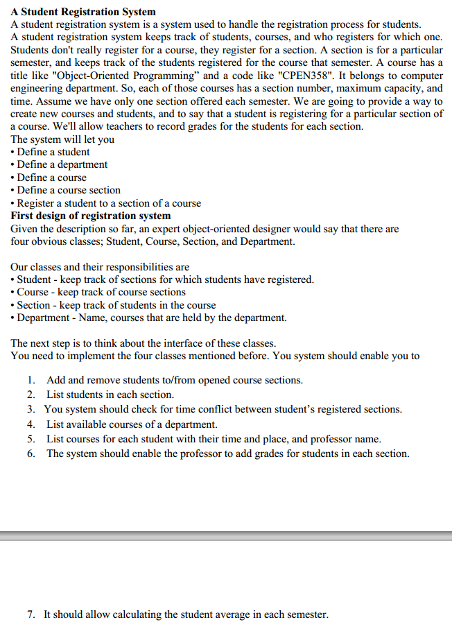 A Student Registration System A student registration | Chegg.com