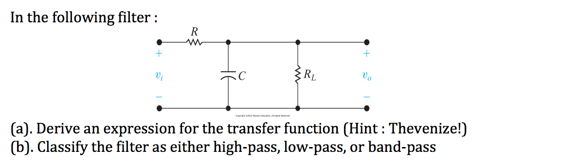 Solved In the following filter: Derive an expression for | Chegg.com