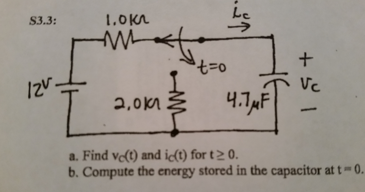 Solved Find vc(t) and ic(t) for t > 0. Compute the energy | Chegg.com