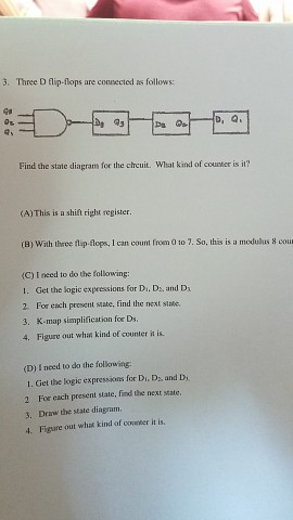 Solved Three D flip-flops are connected as follows: Find | Chegg.com