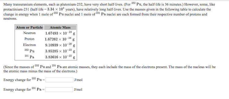 Solved Many transuranium elements, such as plutonium-232, | Chegg.com