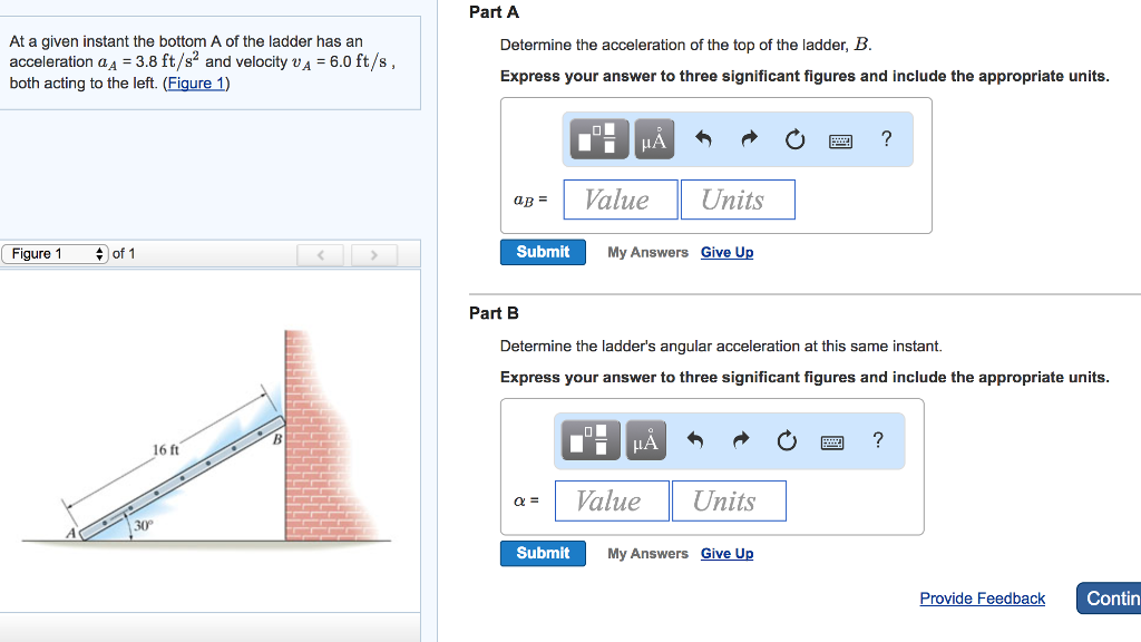 Solved Part A At a given instant the bottom A of the ladder | Chegg.com