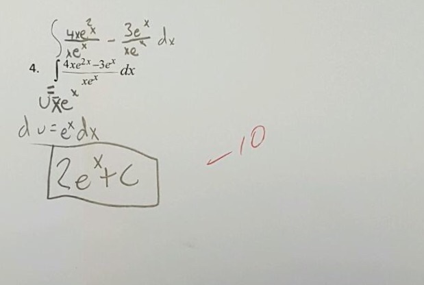 Solved Integral 4xe^2x-3e^x/xe^x dx | Chegg.com