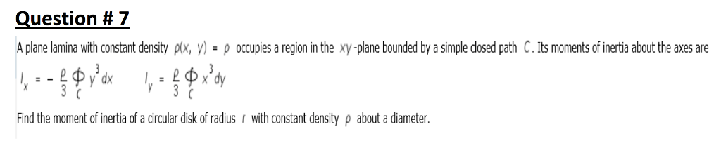 Solved A plane lamina with constant density p(x, y) = p | Chegg.com