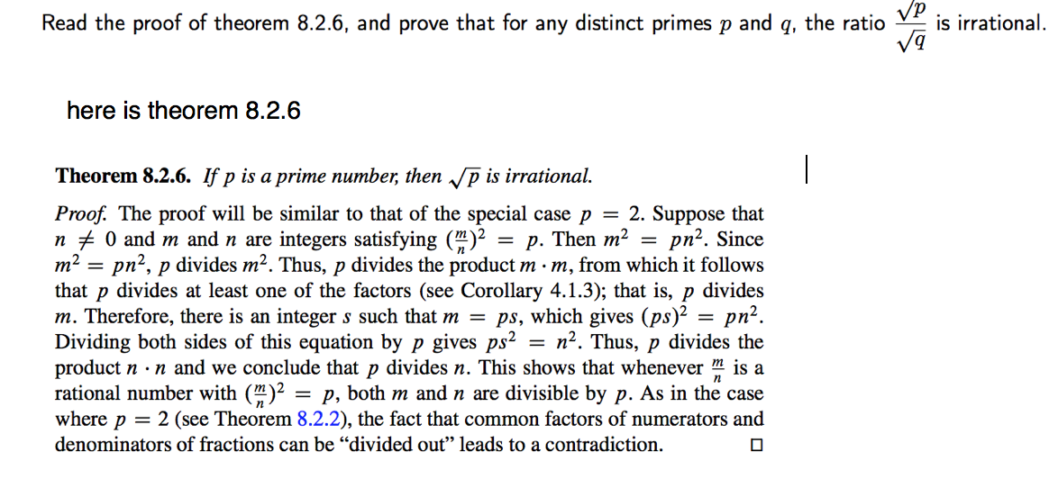 Solved Read the proof of theorem 8.2.6, and prove that for | Chegg.com