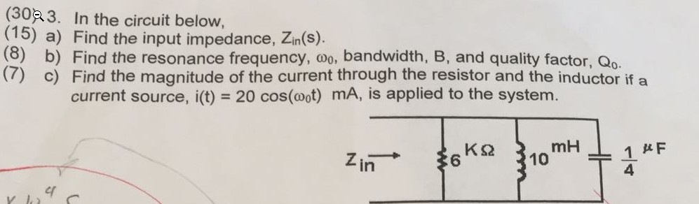 Solved In the circuit below, a) Find the input impedance, | Chegg.com