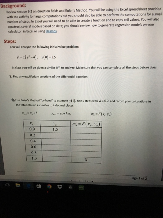 Solved Review action 9.2 on direction fields and Euler's | Chegg.com