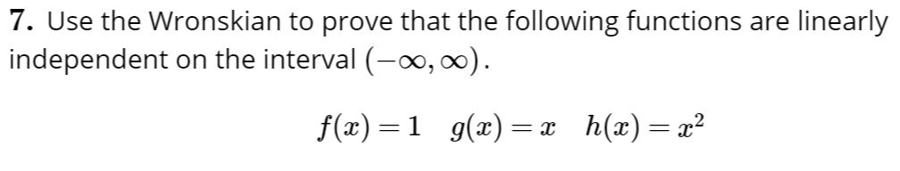 Solved Use the Wronskian to prove that the following | Chegg.com
