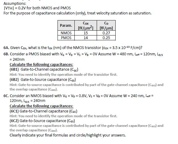 Solved Assumptions: |VTH| = 0.2V for both NMOS and PMOS | Chegg.com