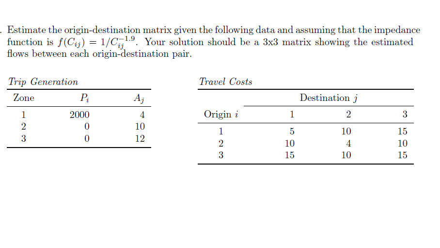 Solved Estimate the origin-destination matrix given the | Chegg.com