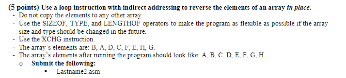 Solved (5 points) Use a loop instruction with indirect | Chegg.com