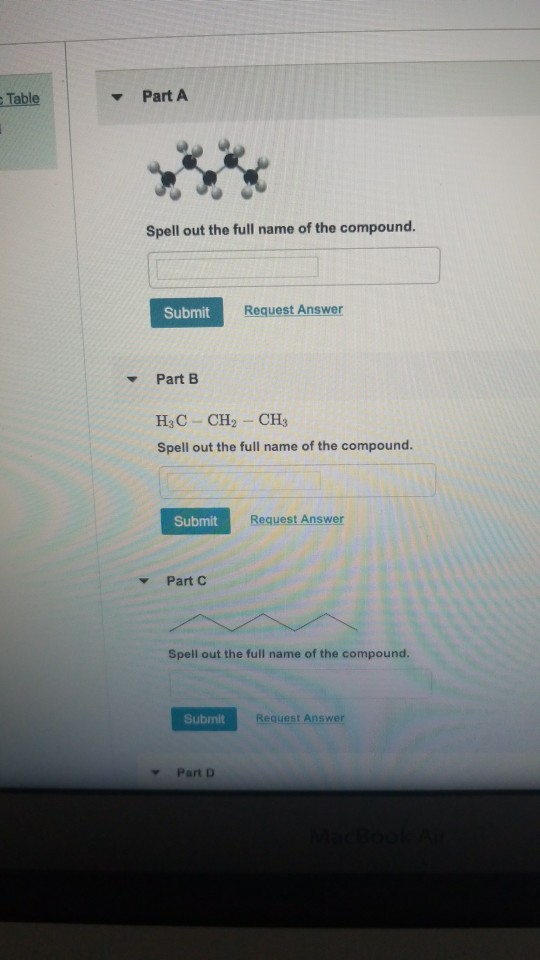 Solved Table Part A Spell out the full name of the compound | Chegg.com