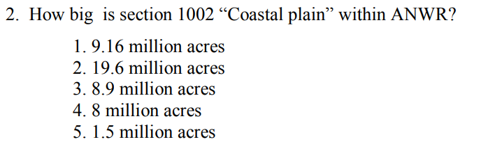 Solved 2. How big is section 1002 "Coastal plain" within | Chegg.com