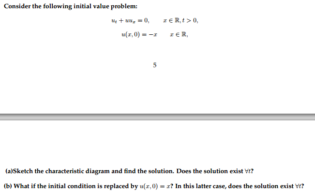 Solved Consider the following initial value problem: ut+uux | Chegg.com