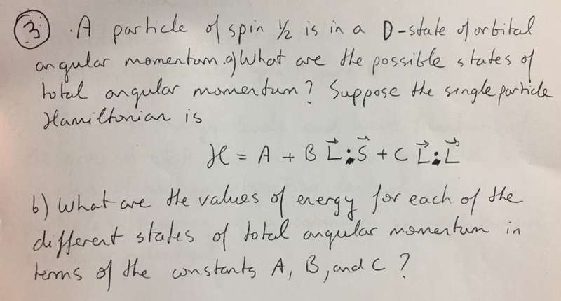 Solved A particle of sin 1/2 is in a D-state of orbital | Chegg.com