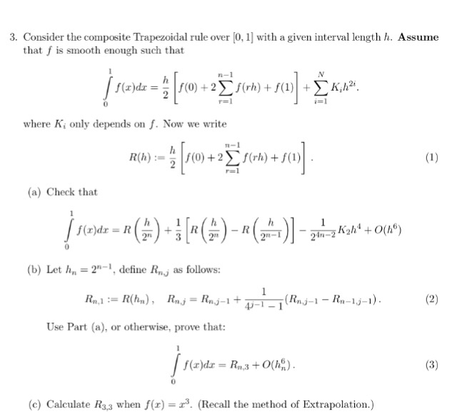 Solved Consider the composite Trapezoidal rule over [0, 1] | Chegg.com
