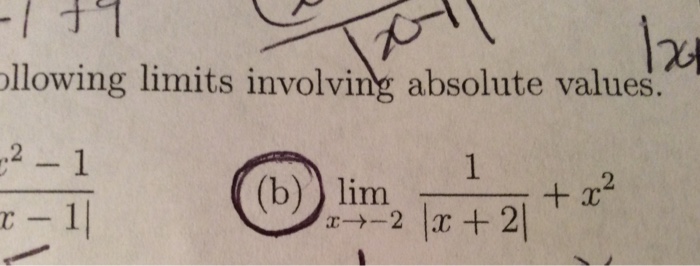 Solved following limits involving absolute values. lim_x | Chegg.com