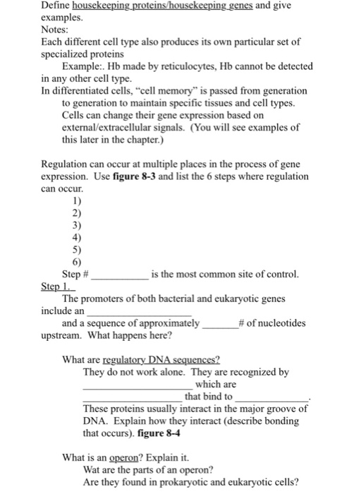 Solved Define Housekeeping Proteins housekeeping Genes And Chegg