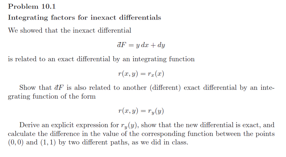 Solved Problem 10.1 Integrating factors for inexact | Chegg.com
