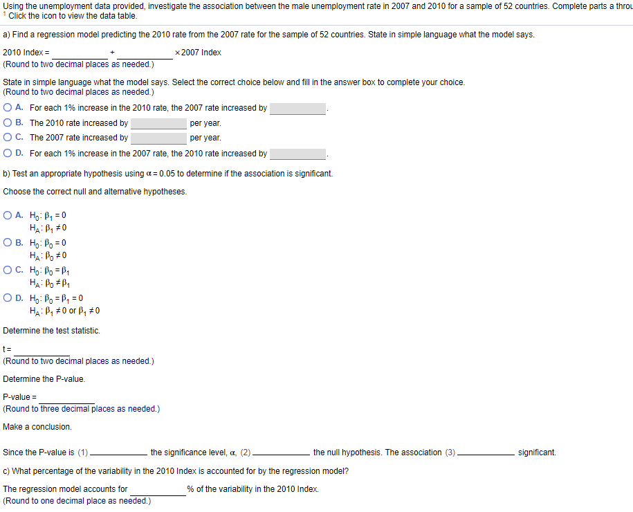 Solved Using the unemployment data provided, investigate the | Chegg.com