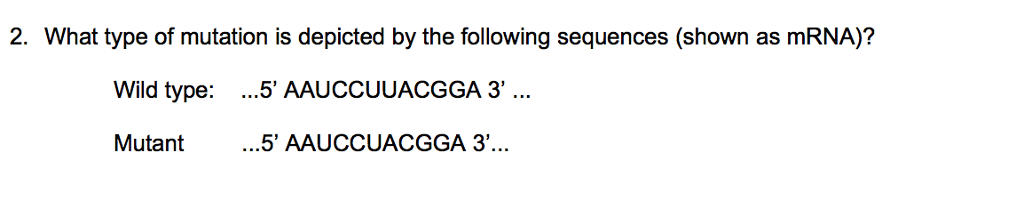 Solved 2. What type of mutation is depicted by the following | Chegg.com