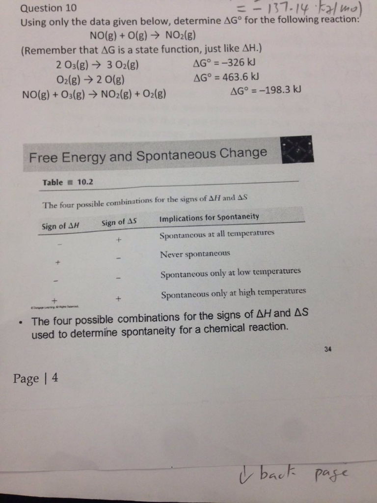 Solved Using only the data given below, determine Delta G | Chegg.com