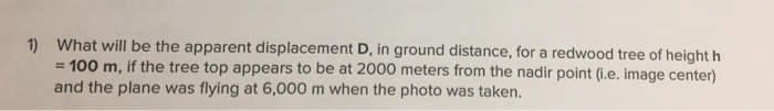 Solved 1) what will be the apparent displacement D, in | Chegg.com