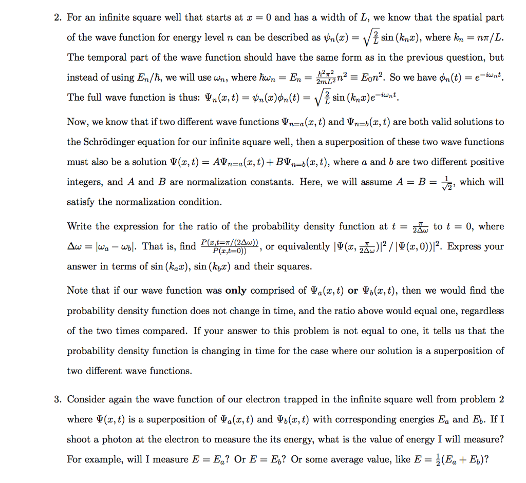 Solved 2. For an infinite square well that starts at x - 0 | Chegg.com