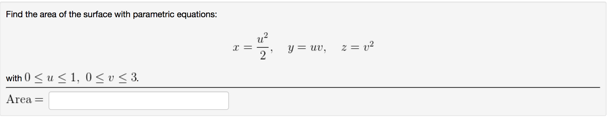 Solved Find the area of the surface with parametric | Chegg.com