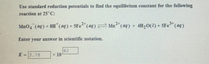 Solved Use standard reduction potentials to find the | Chegg.com